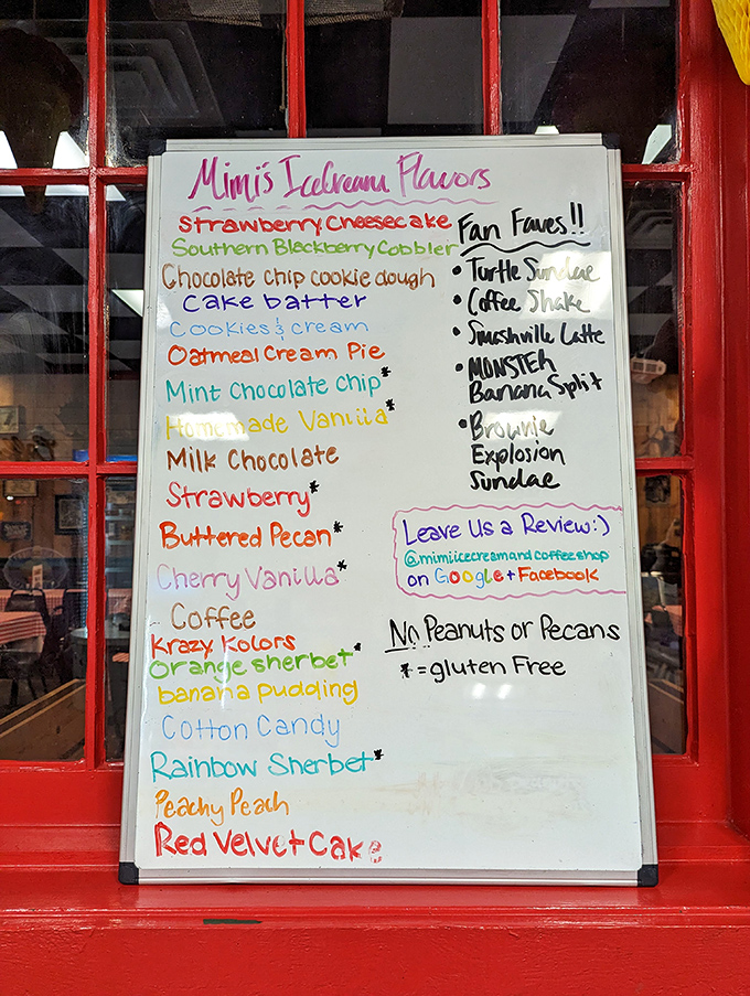 The flavor board reads like a dessert lover's bucket list—from Southern Blackberry Cobbler to Red Velvet Cake, choosing just one feels criminal.