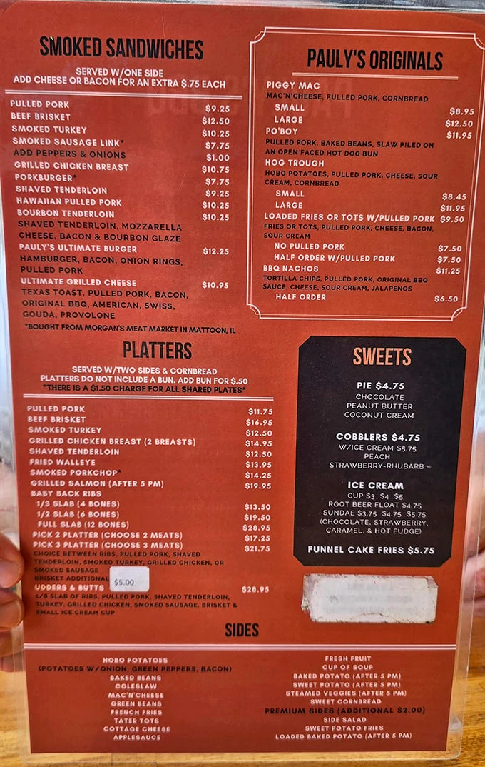 This menu isn't just a list—it's a roadmap to happiness. The "Udders & Butts" platter is basically a carnivore's vision board.