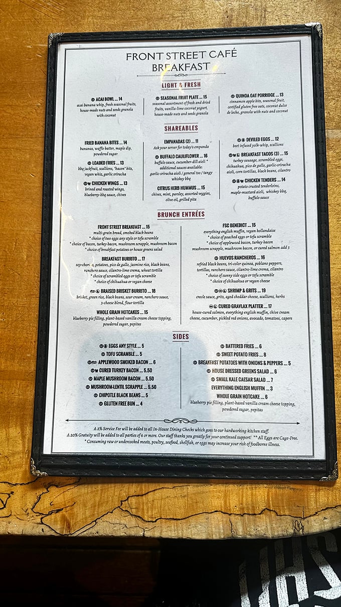This menu isn't just a list of food—it's a love letter to breakfast enthusiasts who understand that brunch isn't just a meal, it's a lifestyle.