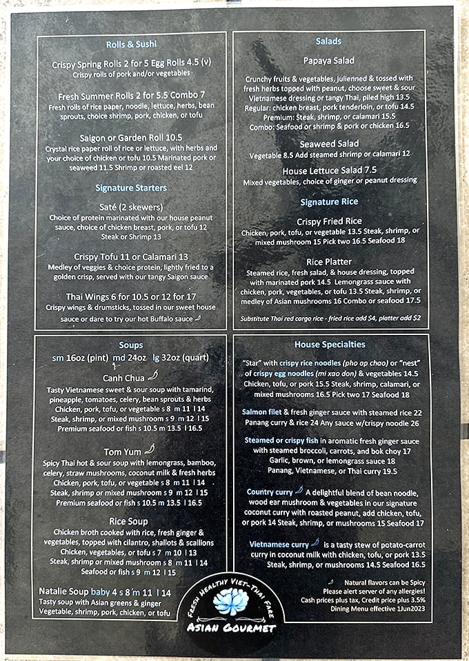 The menu reads like a love letter to Southeast Asian cuisine, with the Canh Chua sweet and sour soup stealing the spotlight.