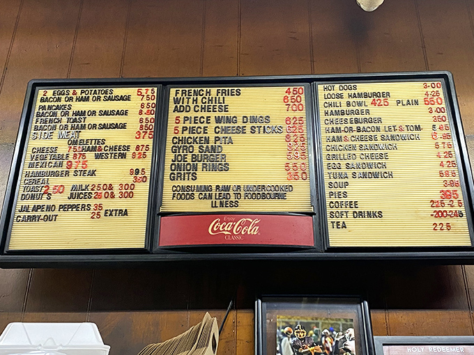 This menu board tells you everything you need to know—no fancy fonts or clever wordplay, just straightforward promises of satisfaction spelled out in plastic letters.