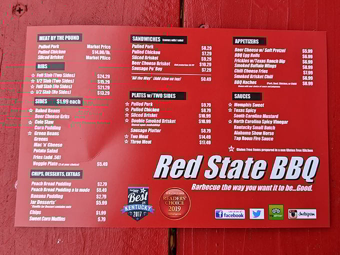 The menu board—a sacred text for meat lovers. Study it carefully, for these are life decisions that deserve your full attention.