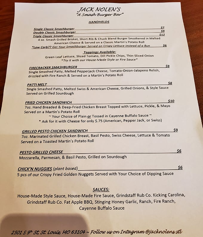 The menu reads like burger poetry—short, impactful, and guaranteed to make your stomach applaud. Martin's potato rolls are the unsung heroes here.