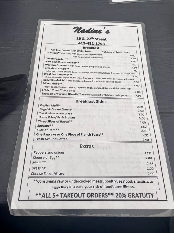 The menu at Nadine's reads like a love letter to breakfast classics. That Breakfast Hoagie is calling your name.
