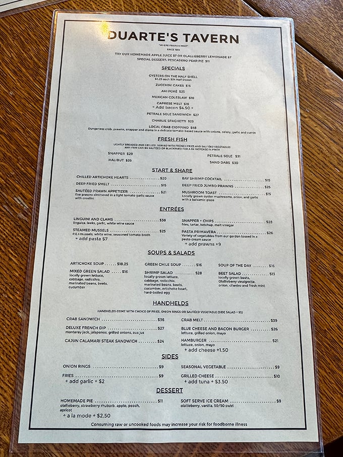 The menu reads like a love letter to coastal California cuisine. No molecular gastronomy here—just honest food that makes you want to high-five the chef.