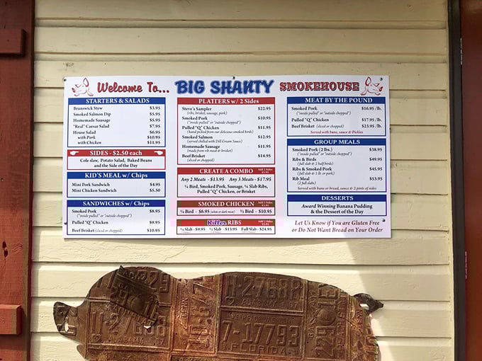 A menu that doesn't need fancy fonts or flowery descriptions—just straightforward promises of smoky delights that'll have you planning your next visit.