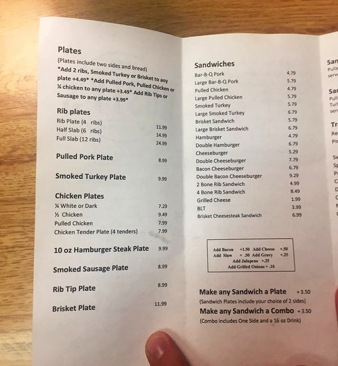The menu reads like a love letter to smoked meat enthusiasts – offering everything from pulled pork to brisket with all the fixings.