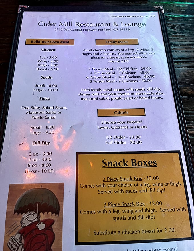 The menu tells the whole story – build your own chicken feast or go all-in with family meals that could feed a little league team.