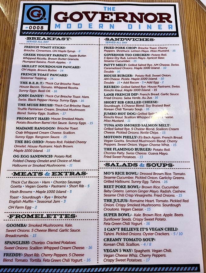 This menu isn't just a list of food – it's a roadmap to happiness. The "I Can't Believe It's Vegan Chili" might convert even the most dedicated carnivore.
