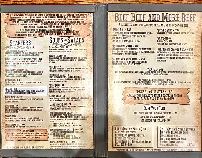 Beef, Beef and More Beef isn't just a menu section—it's a mission statement that makes decision paralysis a delicious dilemma.