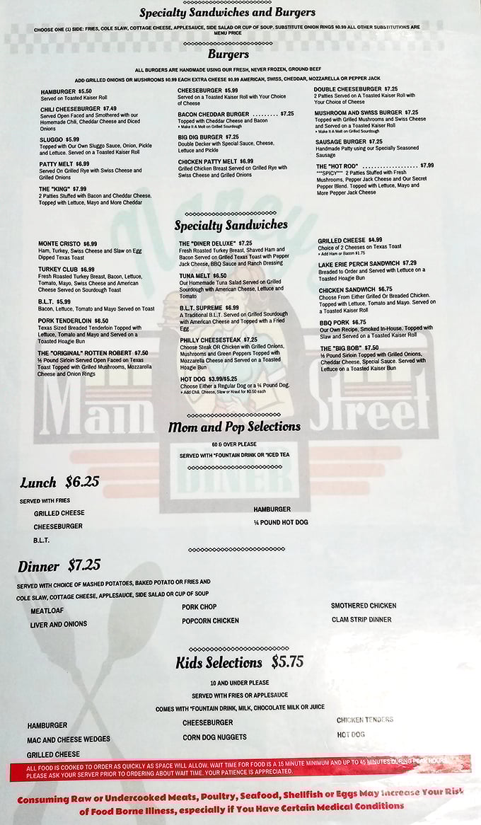 This menu isn't just a list of food – it's a roadmap to comfort. The "Original Rotten Robert" isn't actually rotten, but it might ruin all other sandwiches for you.