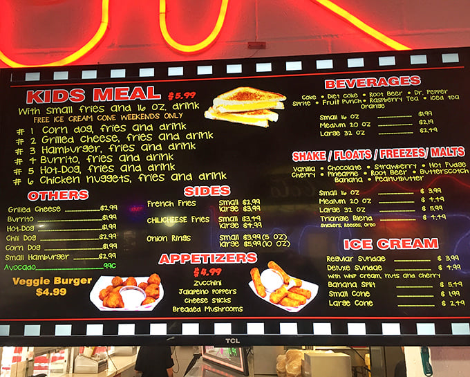 A menu board that doesn't need fancy fonts or pretentious descriptions – just honest food that speaks for itself.