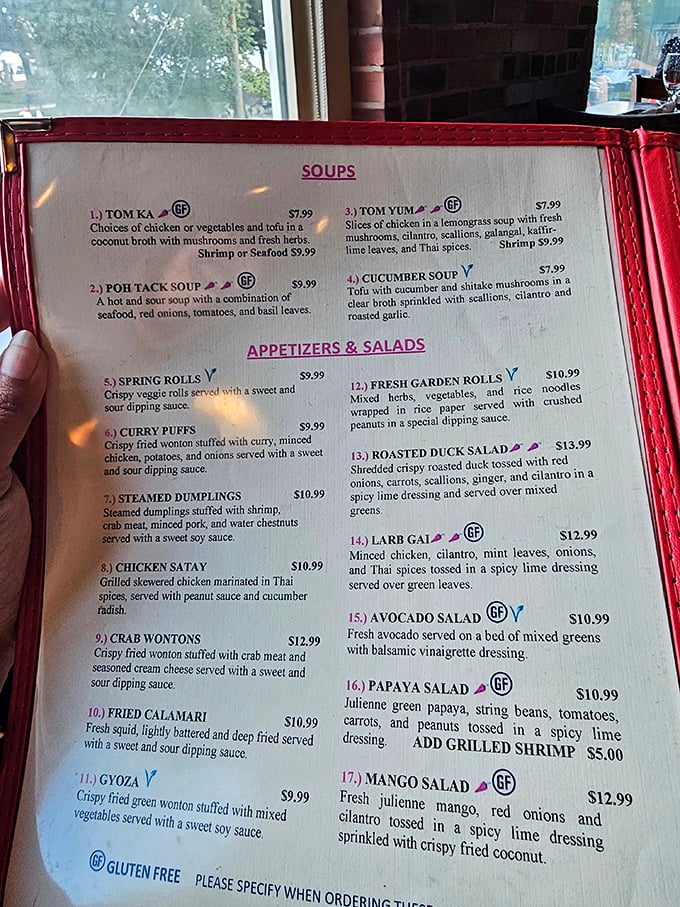 The menu reads like a love letter to Thai cuisine. Warning: May cause spontaneous ordering of everything.