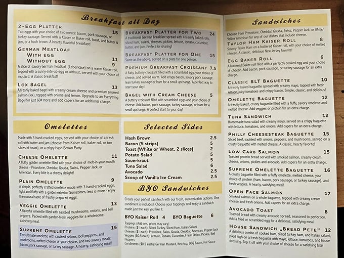 This menu isn't just a list of options—it's a roadmap to breakfast nirvana. The "BYO Sandwiches" section is where dreams become reality.