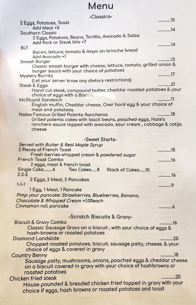 The menu reads like a love letter to comfort food – "Pimp your pancake" might be the best instruction ever written.