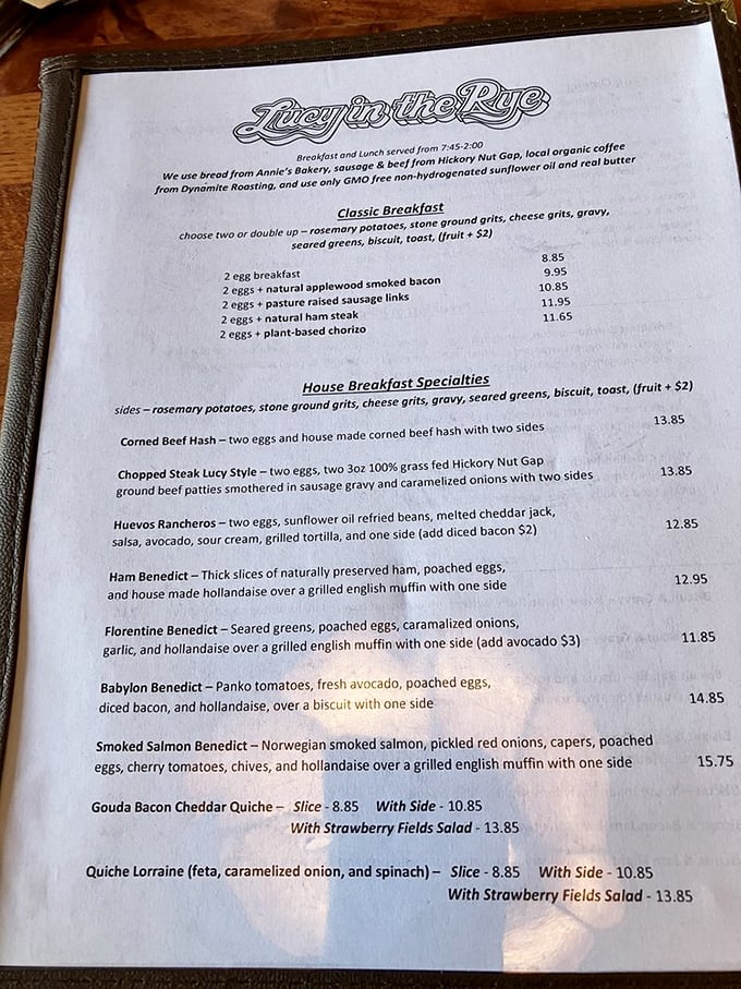 The menu reads like a love letter to breakfast, with locally-sourced ingredients that would make even the most dedicated farm-to-table enthusiast swoon.