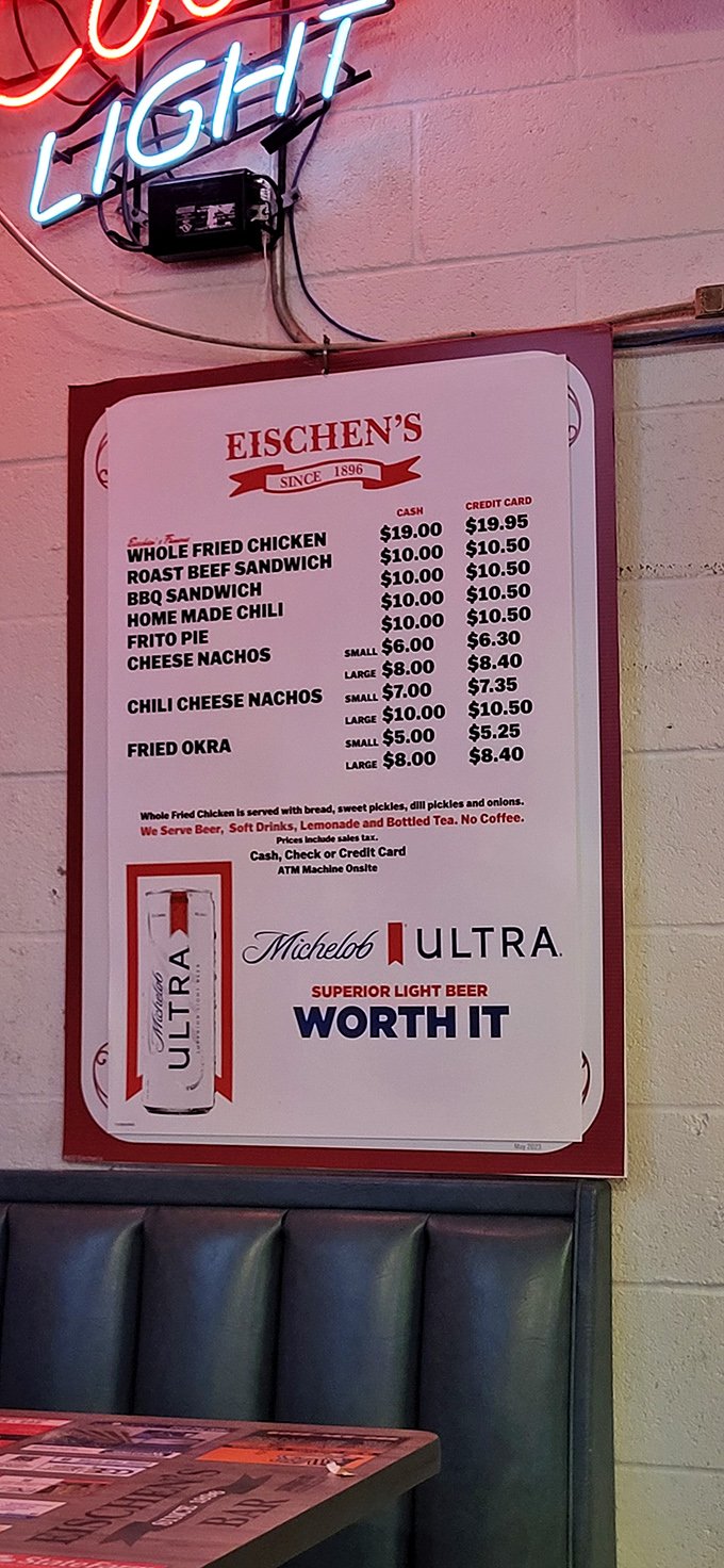 A menu so straightforward it's practically poetry. When your fried chicken is this legendary, you don't need a novel-length list of options.