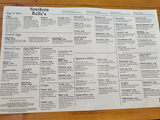 This menu isn't just a list—it's a roadmap to breakfast nirvana with enough options to require multiple visits and zero regrets. 