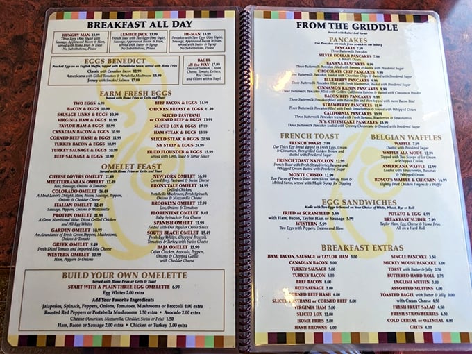 The menu reads like a love letter to American breakfast classics. No molecular gastronomy here—just honest food that doesn't need translation.