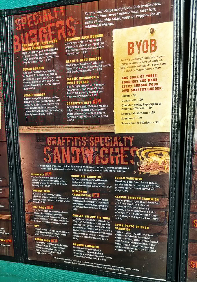 The menu board doesn't mince words—it promises burger nirvana with options like the Western and Black & Bleu that'll make your taste buds stand at attention. 