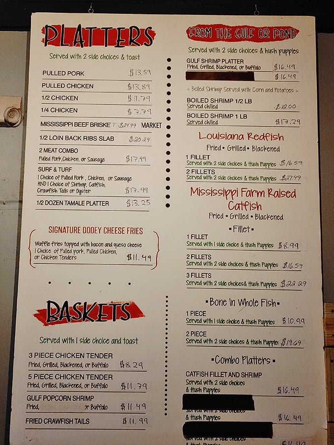 This menu isn't just a list of food – it's a roadmap to happiness. The "Signature Dooey Cheese Fries" alone are worth the drive.
