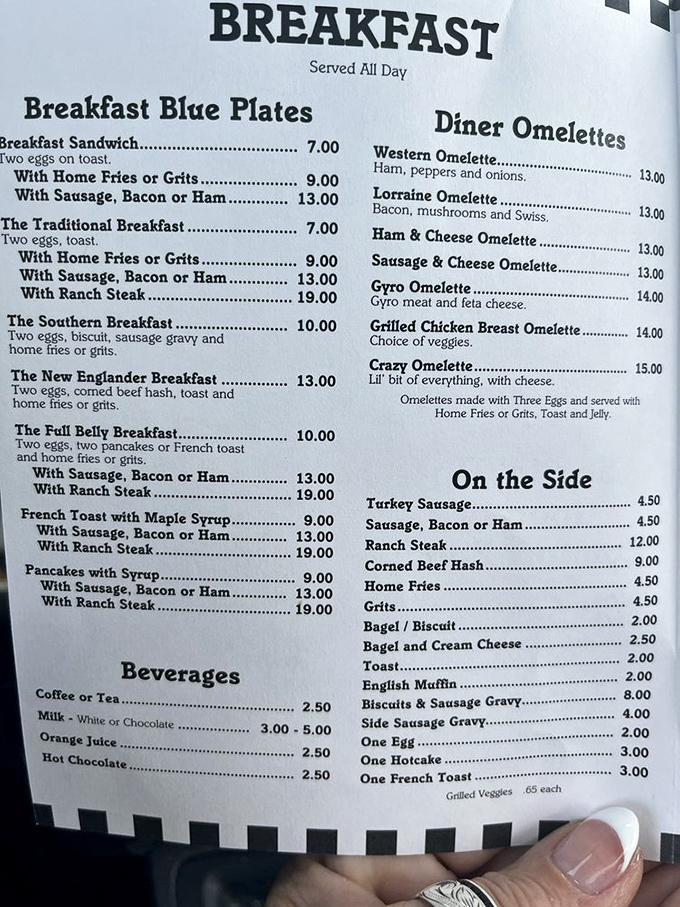 This menu isn't just a list of food—it's a roadmap to happiness. The Southern Breakfast with those legendary biscuits and gravy is calling your name!