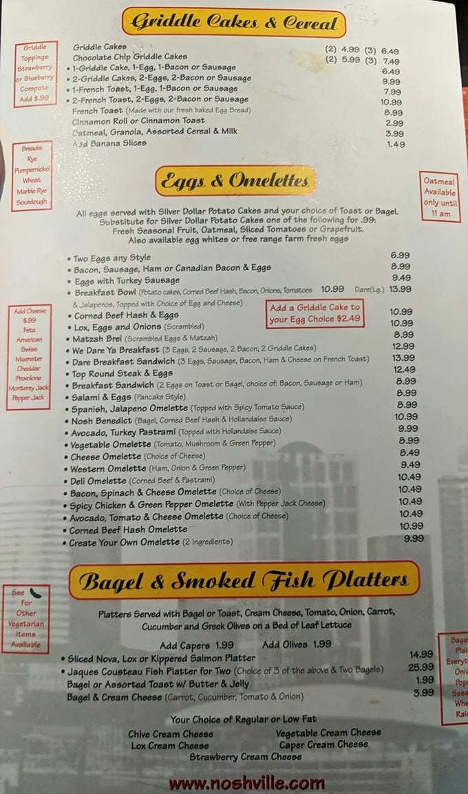 This menu isn't just a list of food—it's a roadmap to happiness. The "We Dare Ya Breakfast" isn't just a meal, it's a delicious challenge.