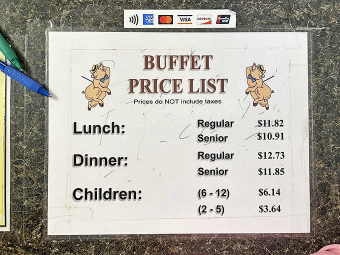 The price list that launched a thousand food comas. Notice how they don't need fancy fonts or gourmet descriptions – just the promise of all-you-can-eat barbecue.