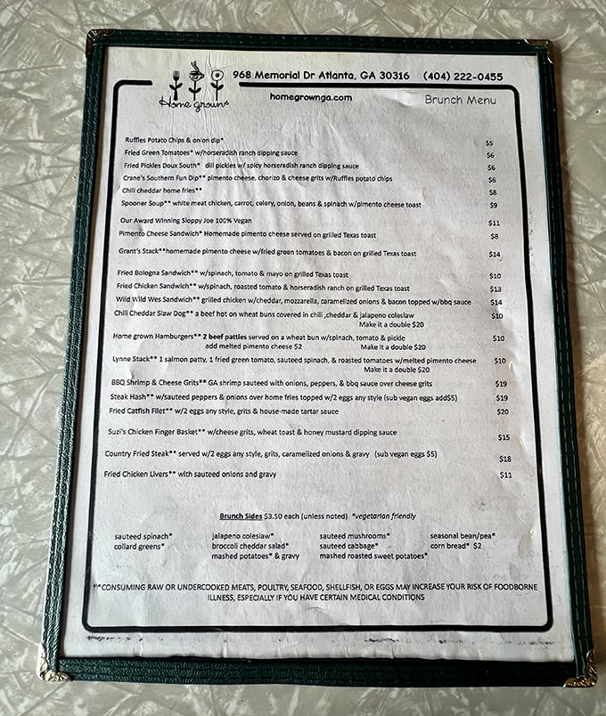 The menu reads like a Southern food love poem—each dish promising the kind of comfort that makes you want to hug the chef afterward.