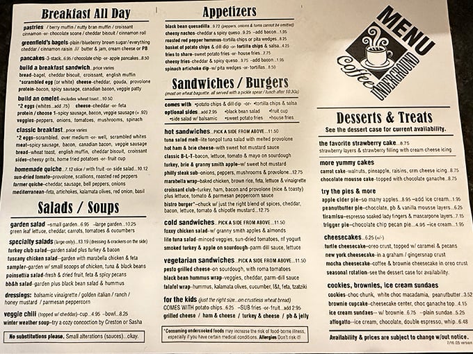 A menu that reads like a love letter to breakfast and lunch. The hardest relationship you'll navigate today is choosing between sweet and savory.