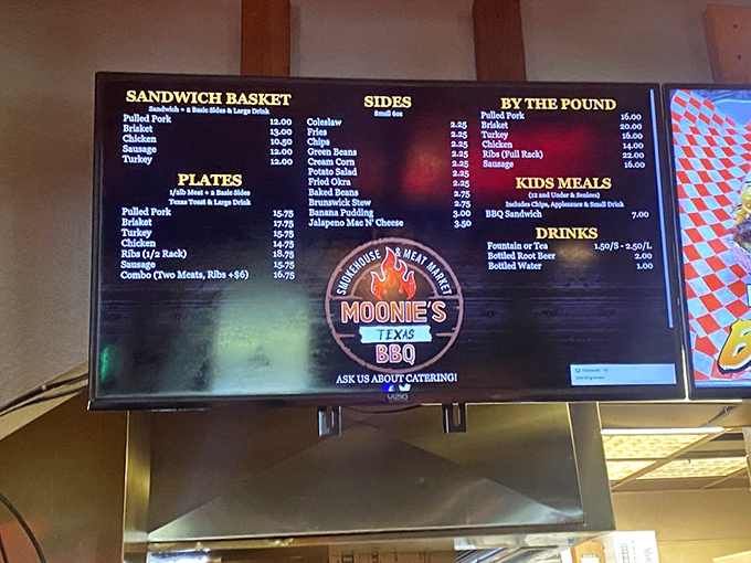 The menu board – a roadmap to happiness where every path leads to smoked meat nirvana. Choose your own adventure!
