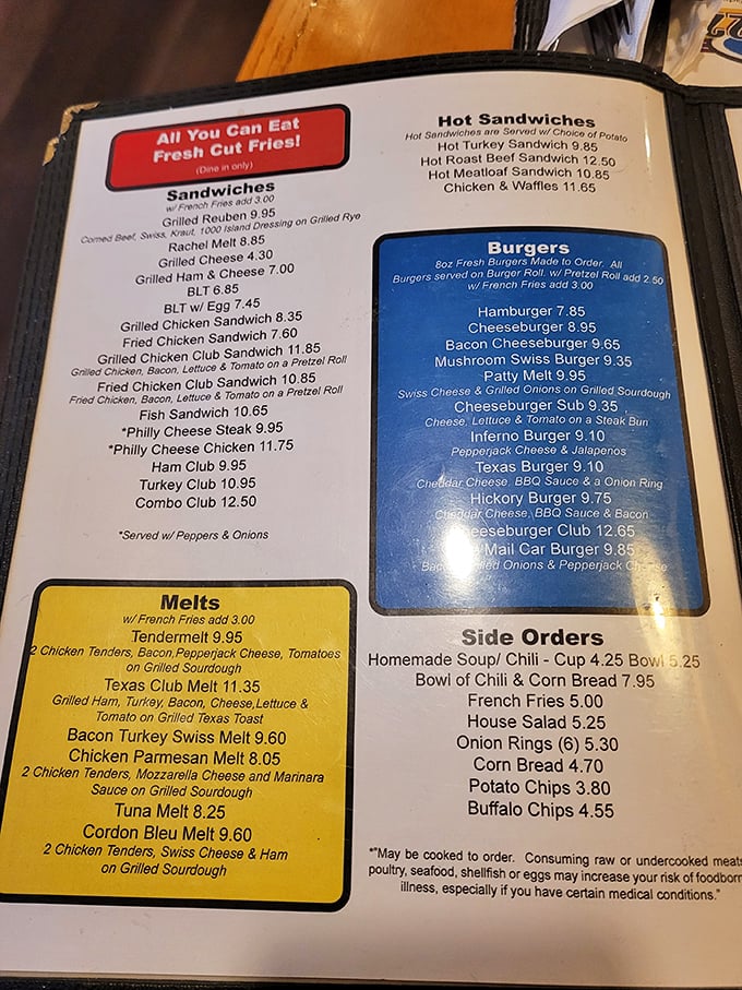 The menu reads like a love letter to American classics—from hearty breakfast platters to sandwiches that require both hands and a strategy.