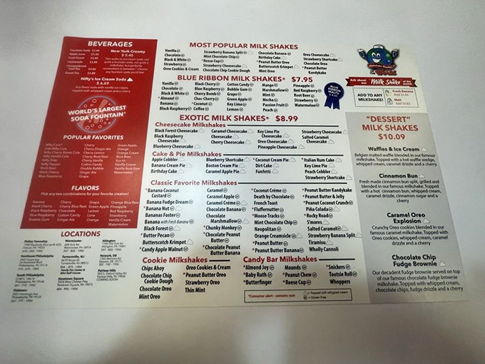 The milkshake menu that launched a thousand diets—and just as many "I'll start tomorrow" promises. Decision paralysis never tasted so sweet.