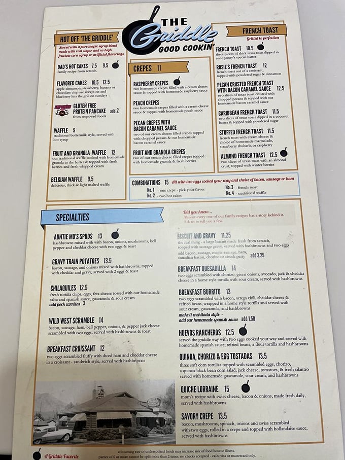 A menu that reads like breakfast poetry – each description more tempting than the last. Decision paralysis has never been so delicious.