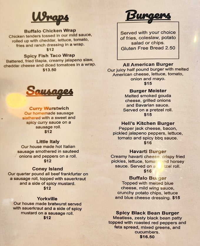 A menu that doesn't need fancy fonts or pretentious descriptions – just honest food that speaks the international language of "get in my belly."