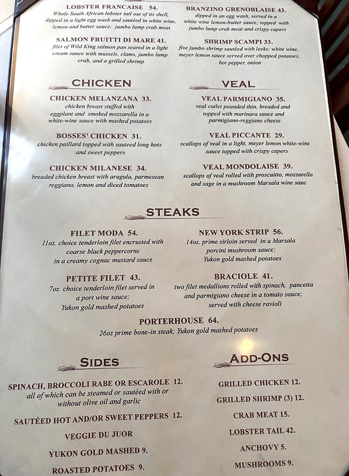 This menu isn't just a list of dishes—it's a roadmap to happiness with Italian coordinates.