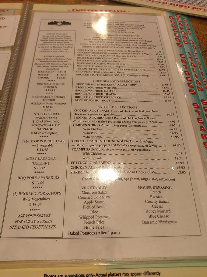 The menu at New Empire is a roadmap to comfort food paradise, offering everything from breakfast classics to Italian favorites and seafood specialties.