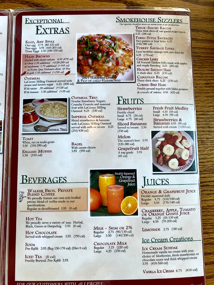 The menu reads like breakfast poetry – from classic eggs to specialty pancakes, each offering promises morning bliss without pretension.