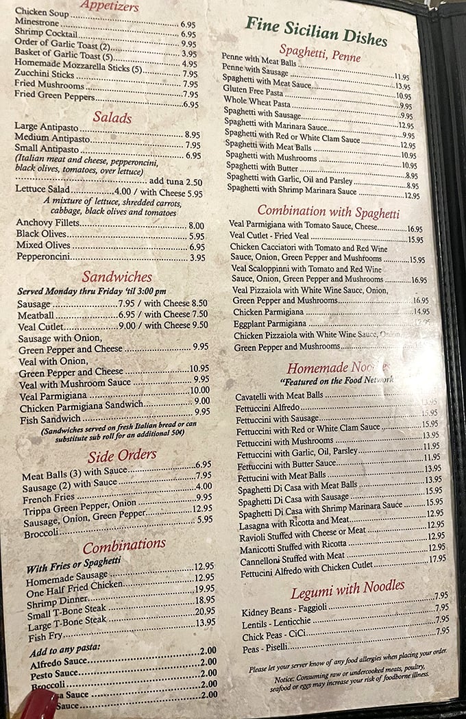 This menu isn't just a list of dishes—it's a roadmap to happiness. Each item represents decades of perfected recipes that have satisfied countless hungry Clevelanders.