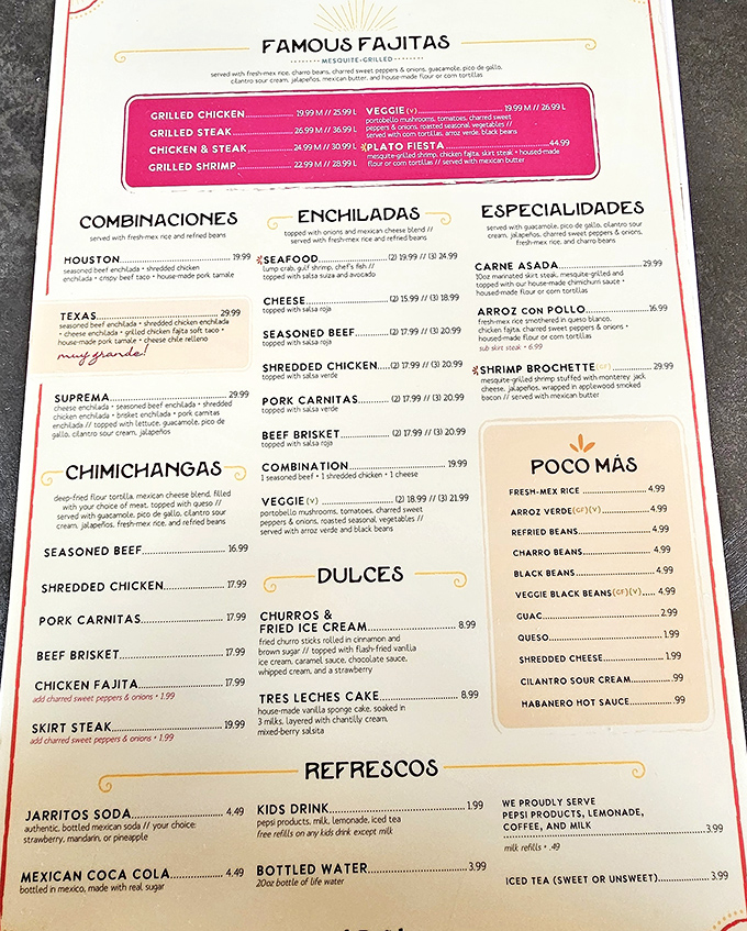 The menu reads like a love letter to Mexican cuisine—each description promising flavor combinations that'll make your taste buds do the happy dance.
