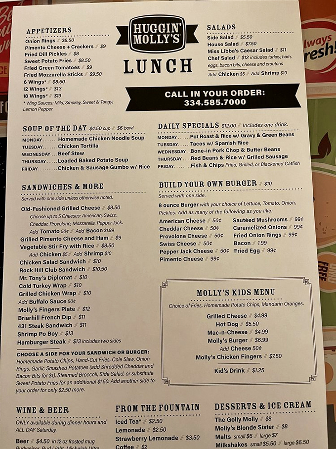 The menu reads like a love letter to Southern comfort—daily specials that rotate with the reliability of seasons and sandwiches that demand two hands.
