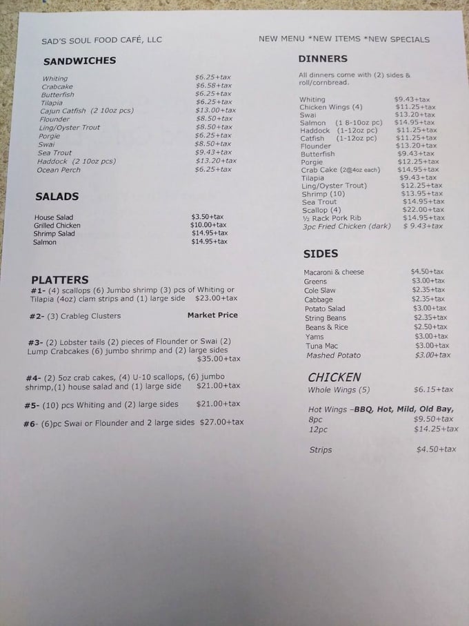 This menu isn't just a list—it's a roadmap to happiness. The seafood selection alone could make a pescatarian weep with joy.