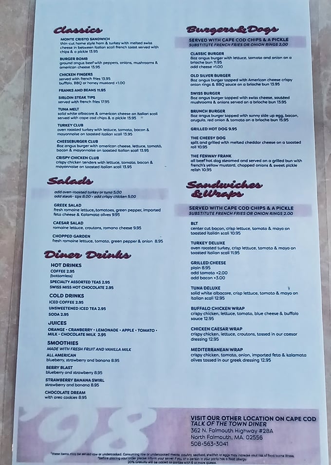 A menu that doesn't need fancy fonts or flowery descriptions. Just honest diner classics that promise to satisfy your deepest comfort food cravings.