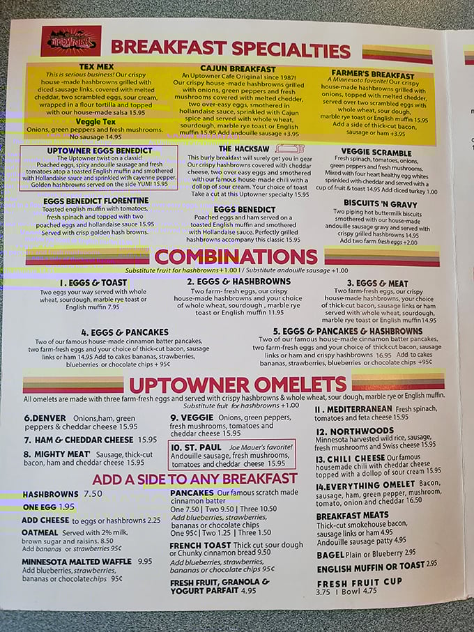 This menu reads like poetry to the breakfast-obsessed. The Hacksaw alone might require signing a waiver—in the best possible way.