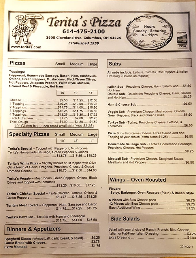 A menu that hasn't surrendered to food trends or fancy descriptions. Just straightforward Italian-American classics that have satisfied Columbus since the Eisenhower administration.