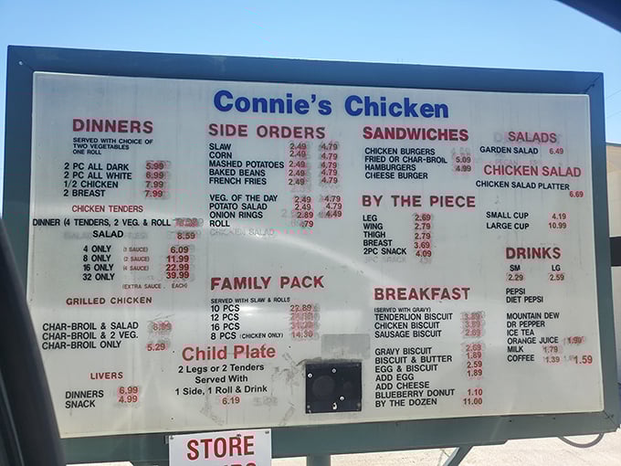 The menu board tells a straightforward story—no fancy wordplay needed when the food speaks volumes through generations of satisfied customers.