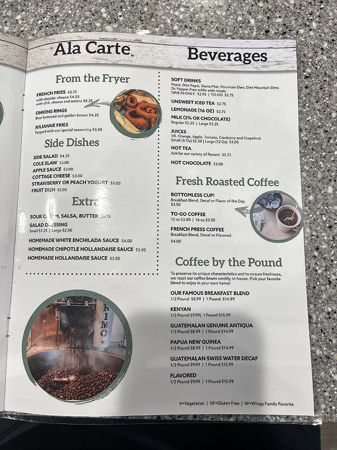 The menu reveals their coffee obsession—they roast beans in-house! Plus those homemade sauces hint at breakfast creativity beyond the ordinary.