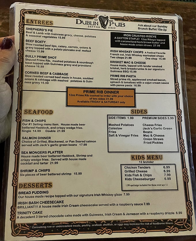 The menu reads like a love letter to Irish comfort food, with fish and chips proudly proclaimed as their #1 seller – a claim that's easy to believe after one bite.