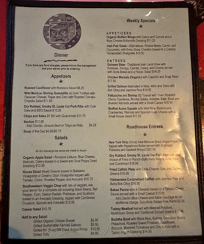 This menu isn't just a list—it's a roadmap to culinary bliss, where Southwestern classics mingle with global inspirations.