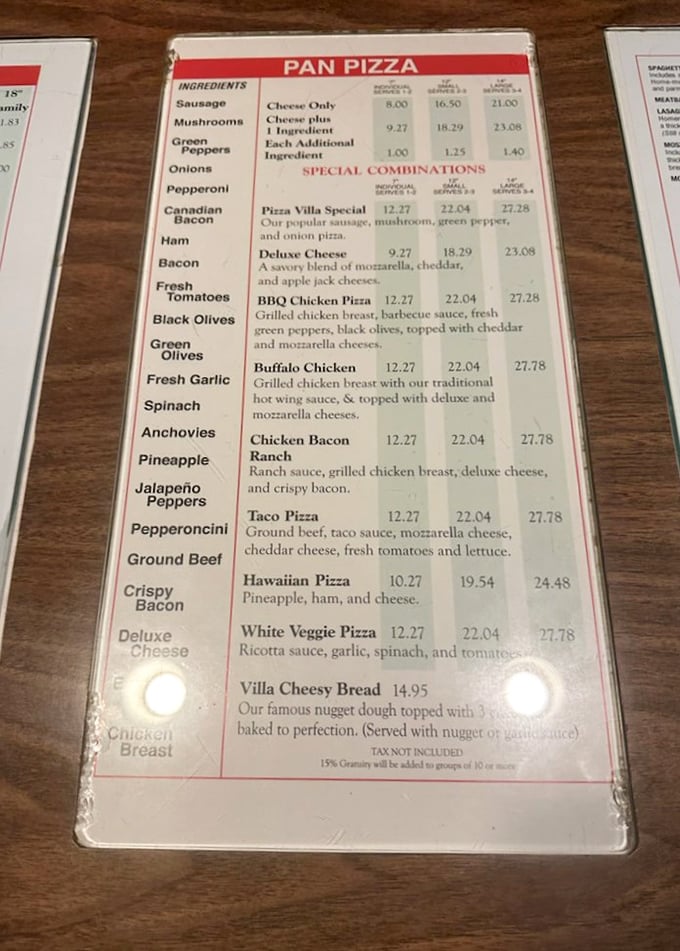 The menu tells you everything you need to know – straightforward options with zero pretension and all the promise of Midwestern pizza mastery.